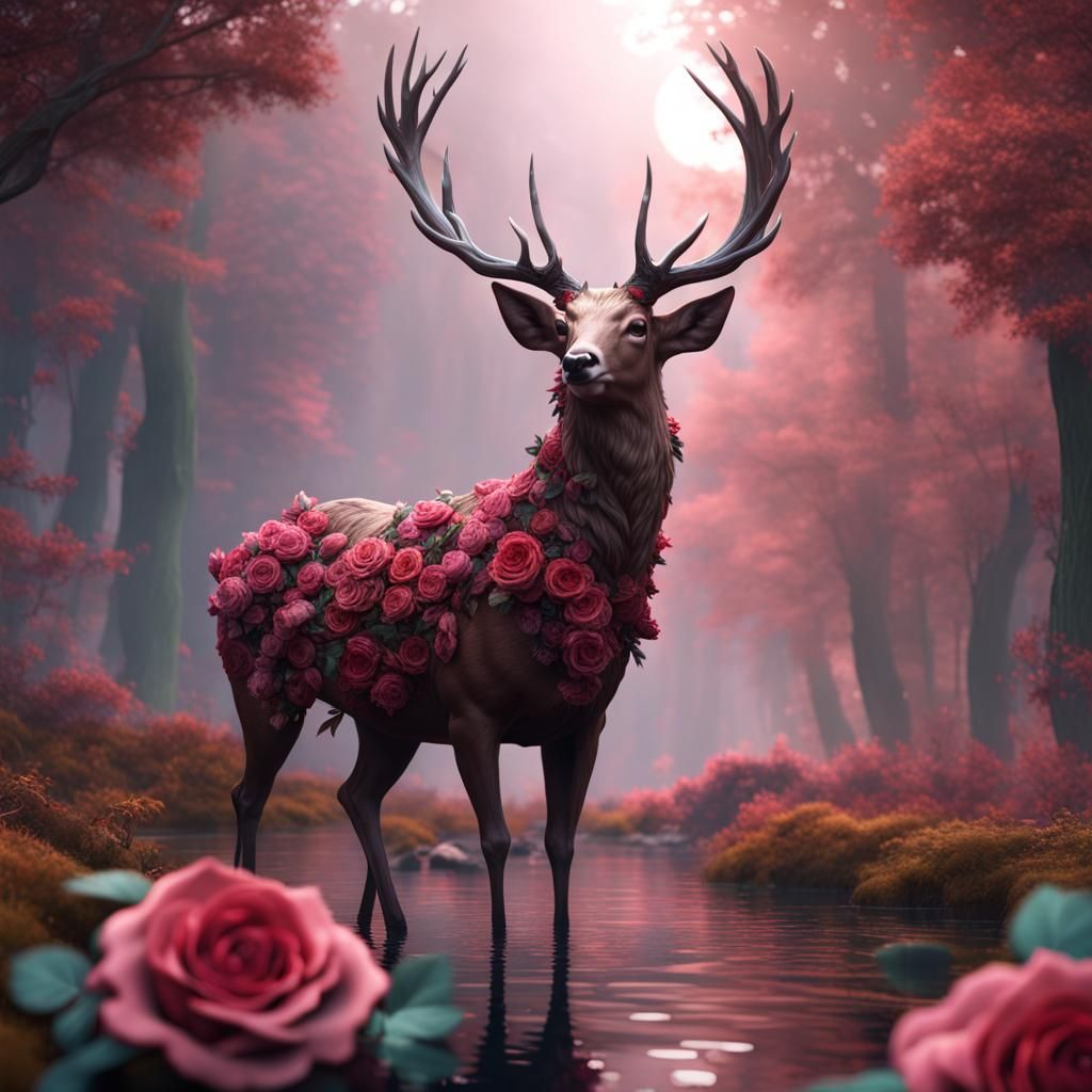 rose deer - AI Generated Artwork - NightCafe Creator