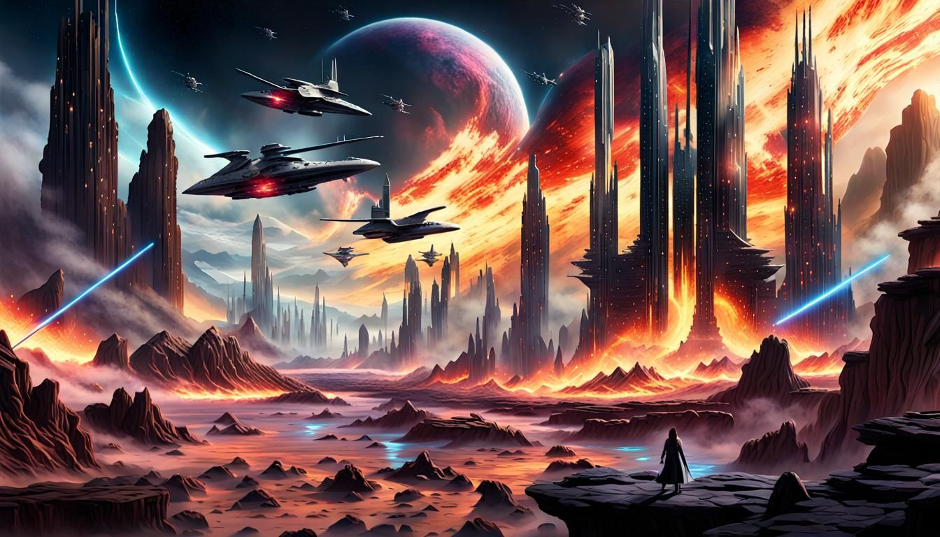fantasy space-scape Deep and Rich in graphics. Swarms of Fighters ...