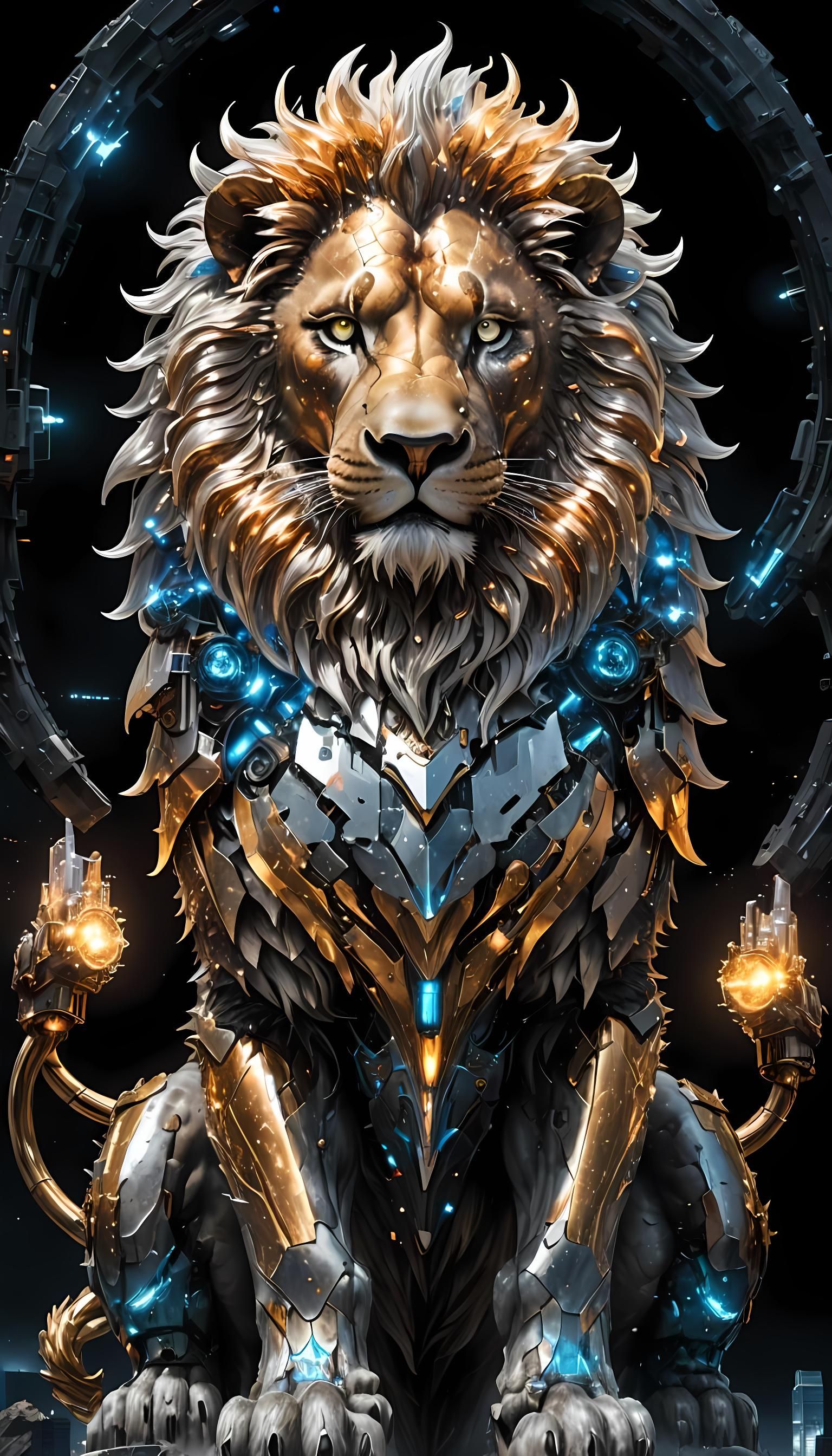 Mecha/Cybernetic Lion - AI Generated Artwork - NightCafe Creator