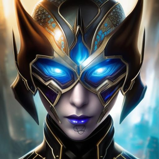 dark fantasy stunning beautiful sci-fi shiny futuristic ninja cyborg ...