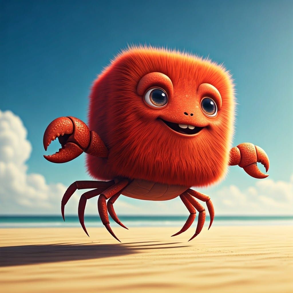 Cute Cube Crab - Vibrant Beachside Crab Character