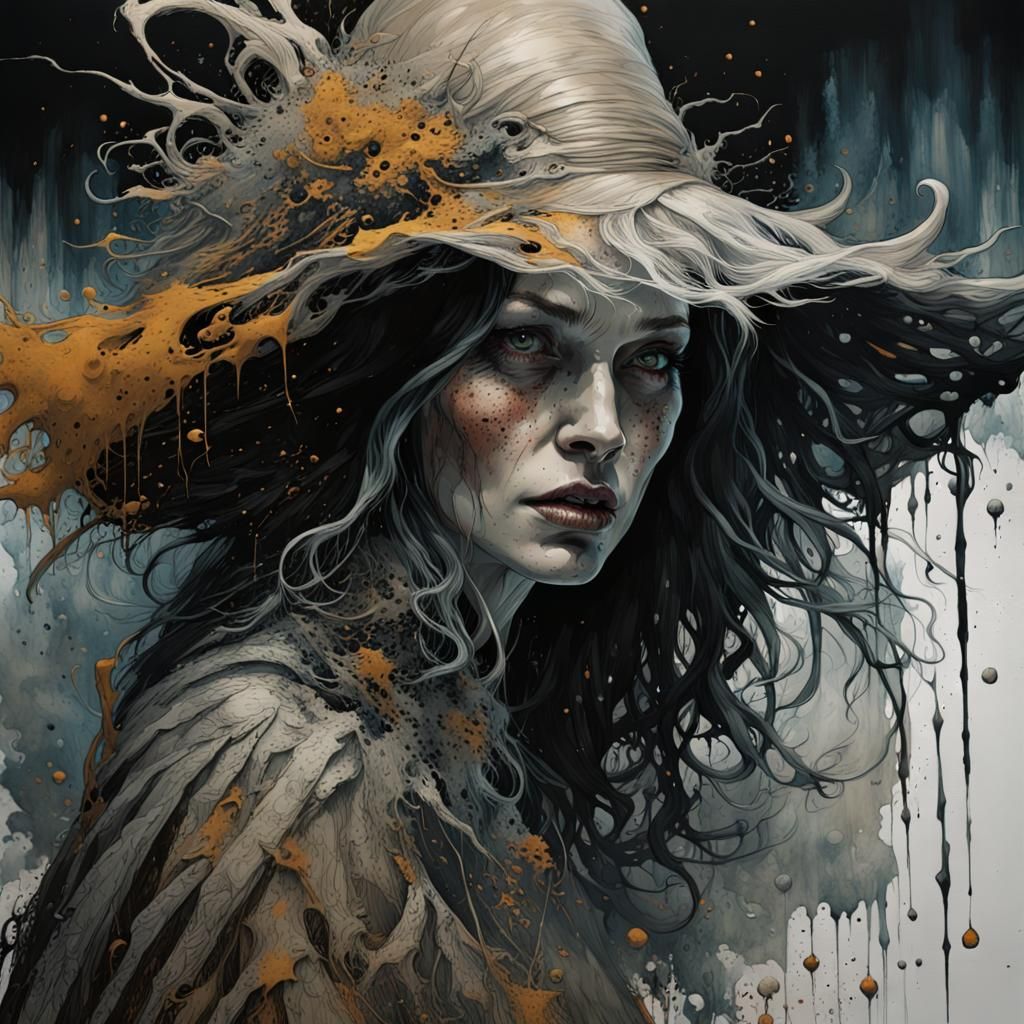 Witch Ink Portrait - AI Generated Artwork - NightCafe Creator