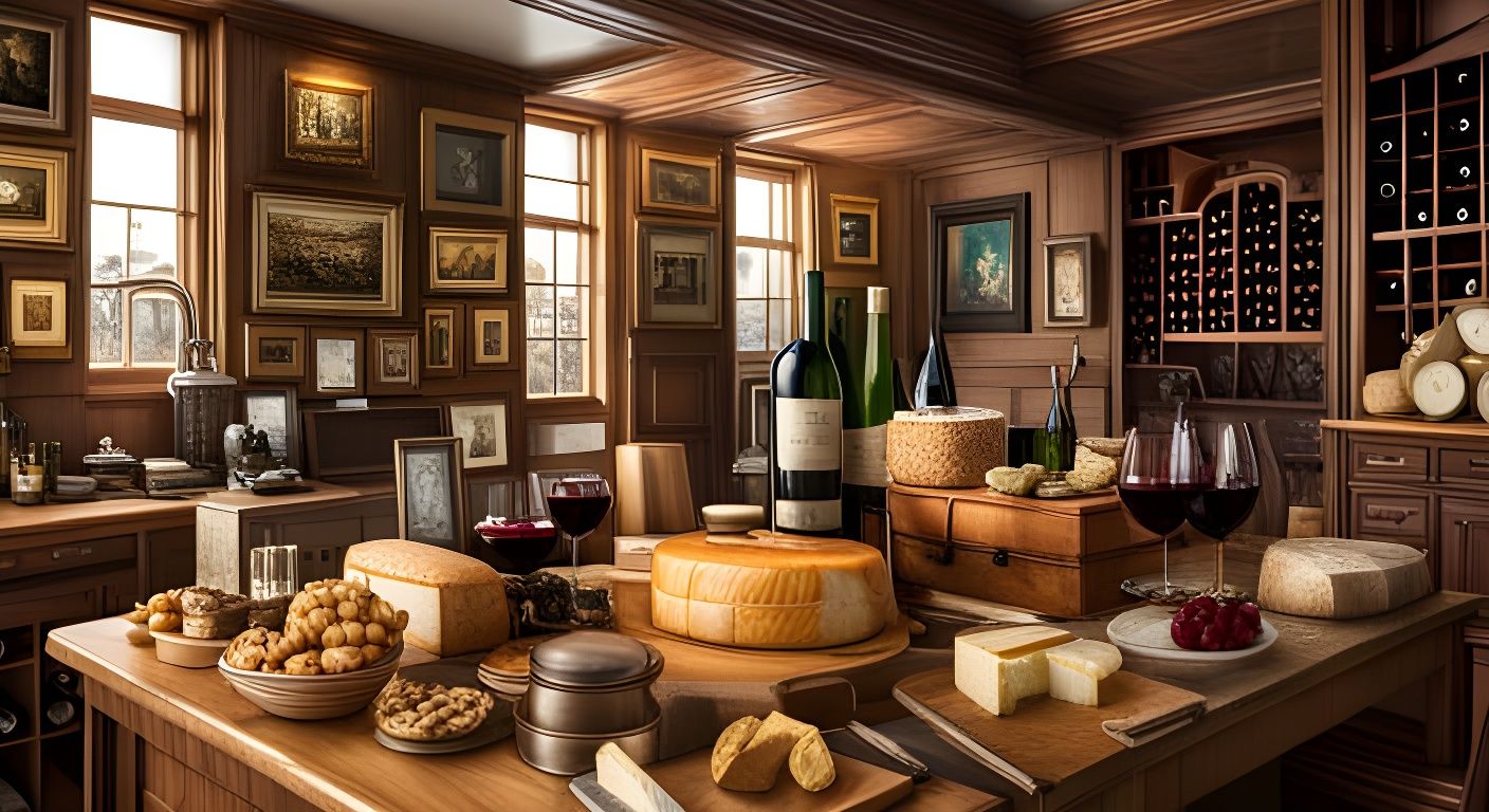 Lovely Wine and Cheese Kitchen - AI Generated Artwork - NightCafe Creator