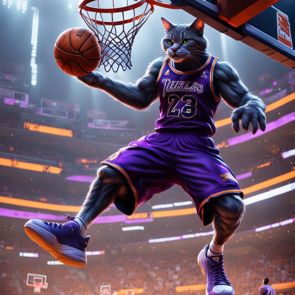 Dunking cat - AI Generated Artwork - NightCafe Creator