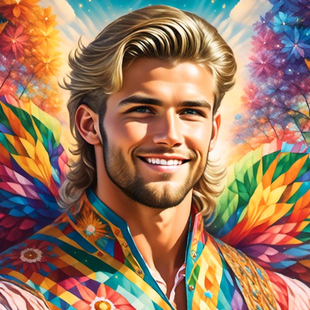 Handsome colorful man - AI Generated Artwork - NightCafe Creator