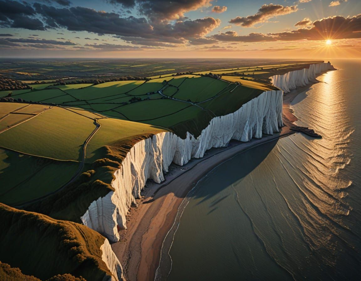 Aerial view of White Cliffs of Dover