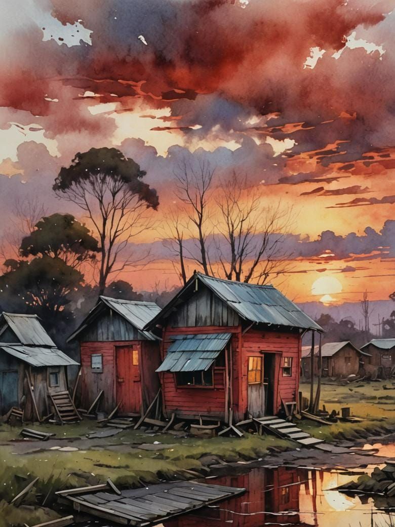 Sunset Shack - AI Generated Artwork - NightCafe Creator