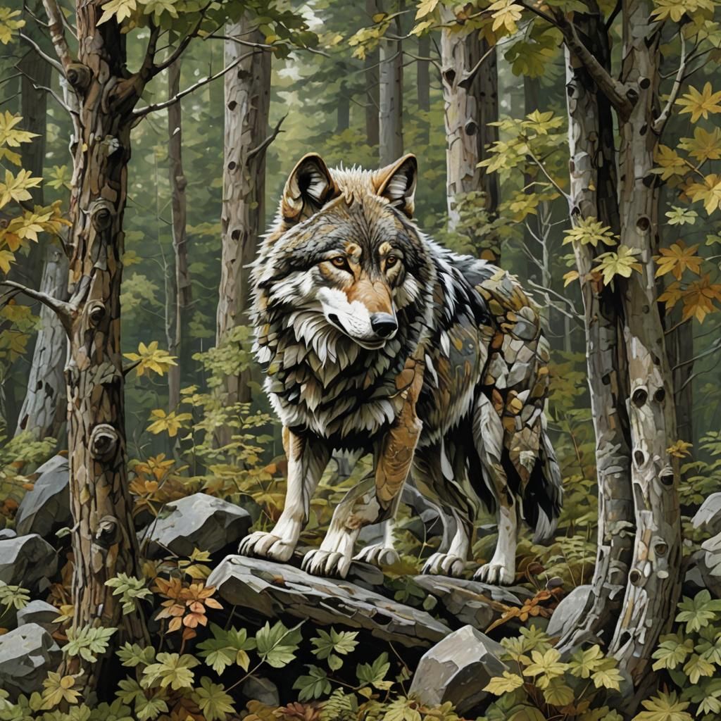 camouflaged wolf 1 - AI Generated Artwork - NightCafe Creator