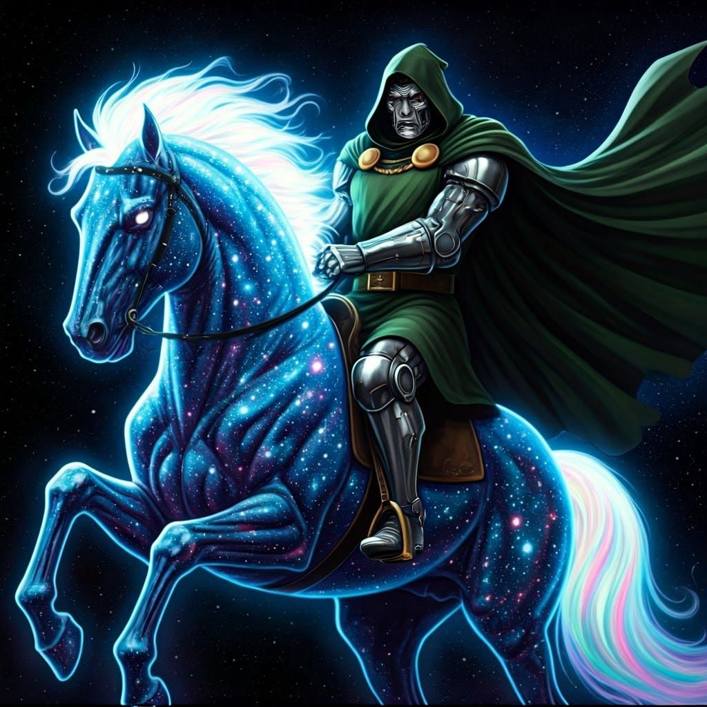Doctor Doom Rides Cosmic Horse Through the Galaxy - AI Art