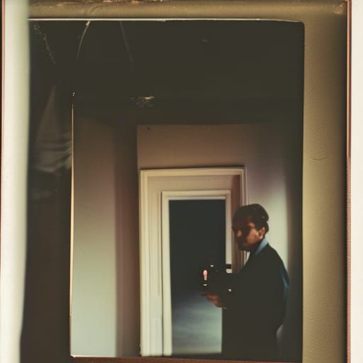 1980s Photograph of a Man Snapping a Photo of Himself in a Mirror - AI ...