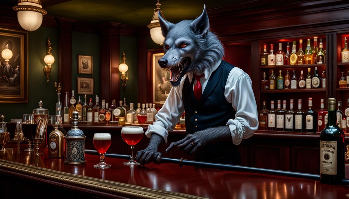 werewolf serving beers - AI Generated Artwork - NightCafe Creator