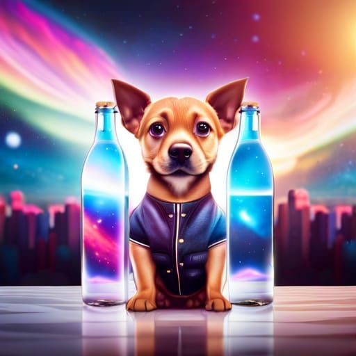 dog in the bottles - AI Generated Artwork - NightCafe Creator
