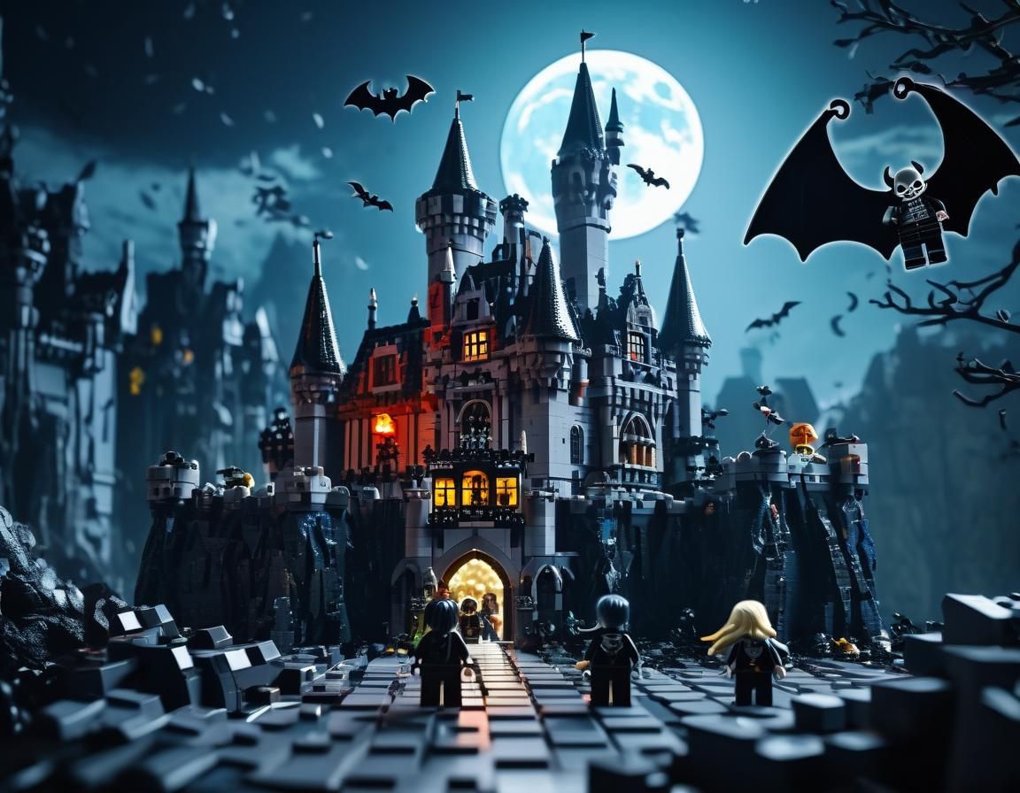 Lego Vampire couple, Gothic Castle backdrop - AI Generated Artwork ...