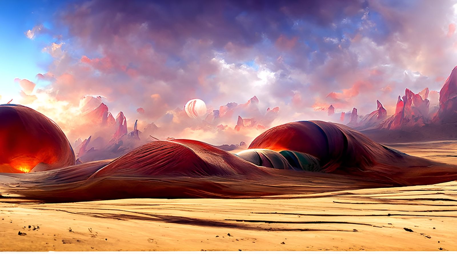 Desert tents on an alien planet - AI Generated Artwork - NightCafe Creator