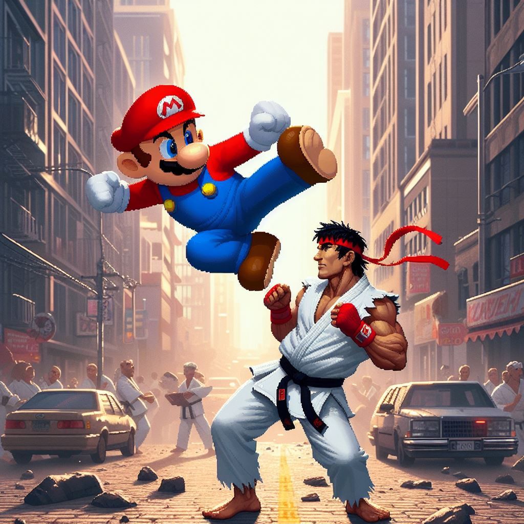 Mario in Street Fighter - AI Generated Artwork - NightCafe Creator