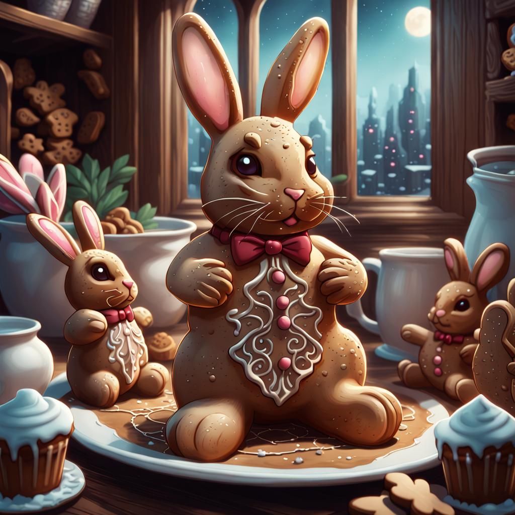 Gingerbread Bunnies - AI Generated Artwork - NightCafe Creator