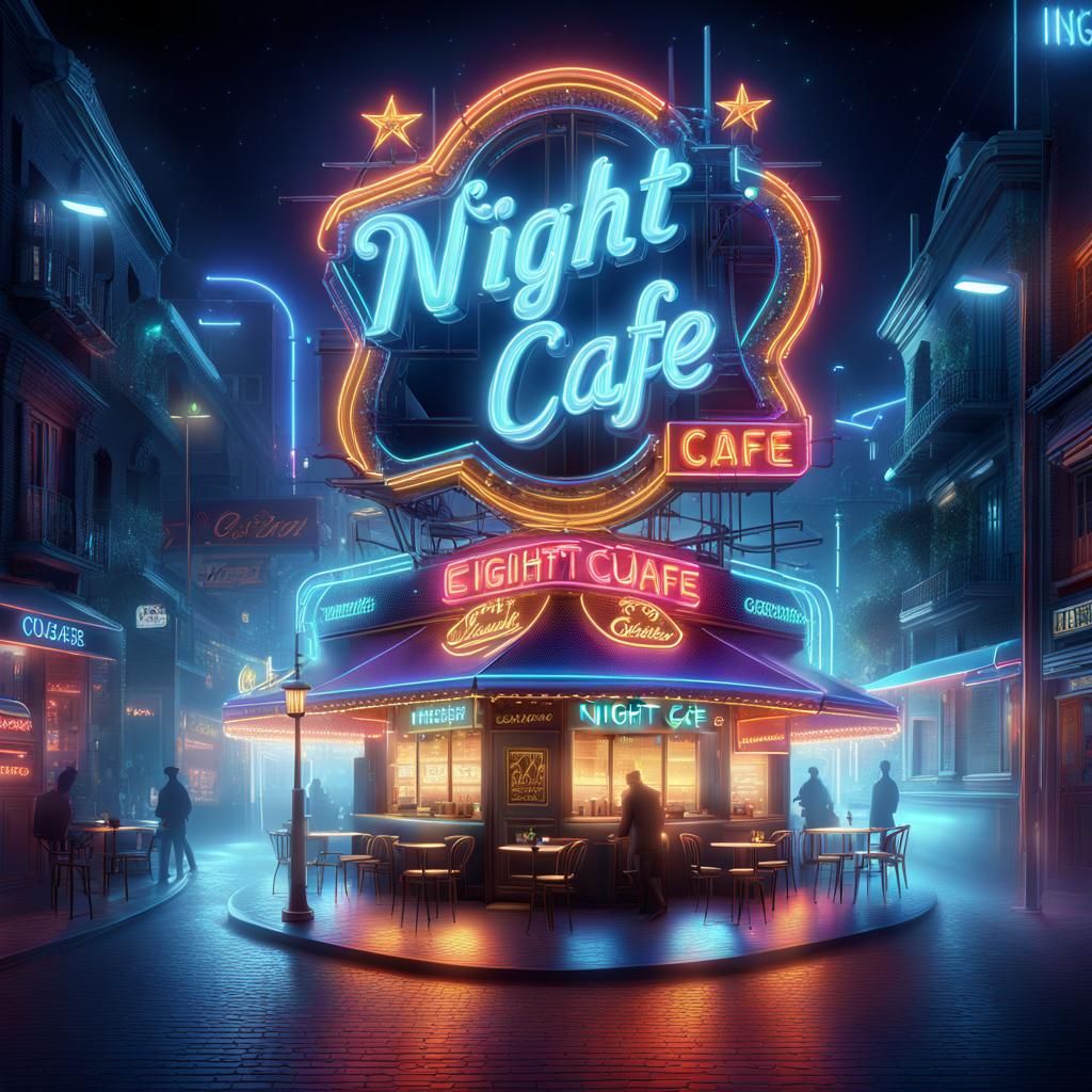 a neon sign saying "Night Cafe" - AI Generated Artwork - NightCafe Creator