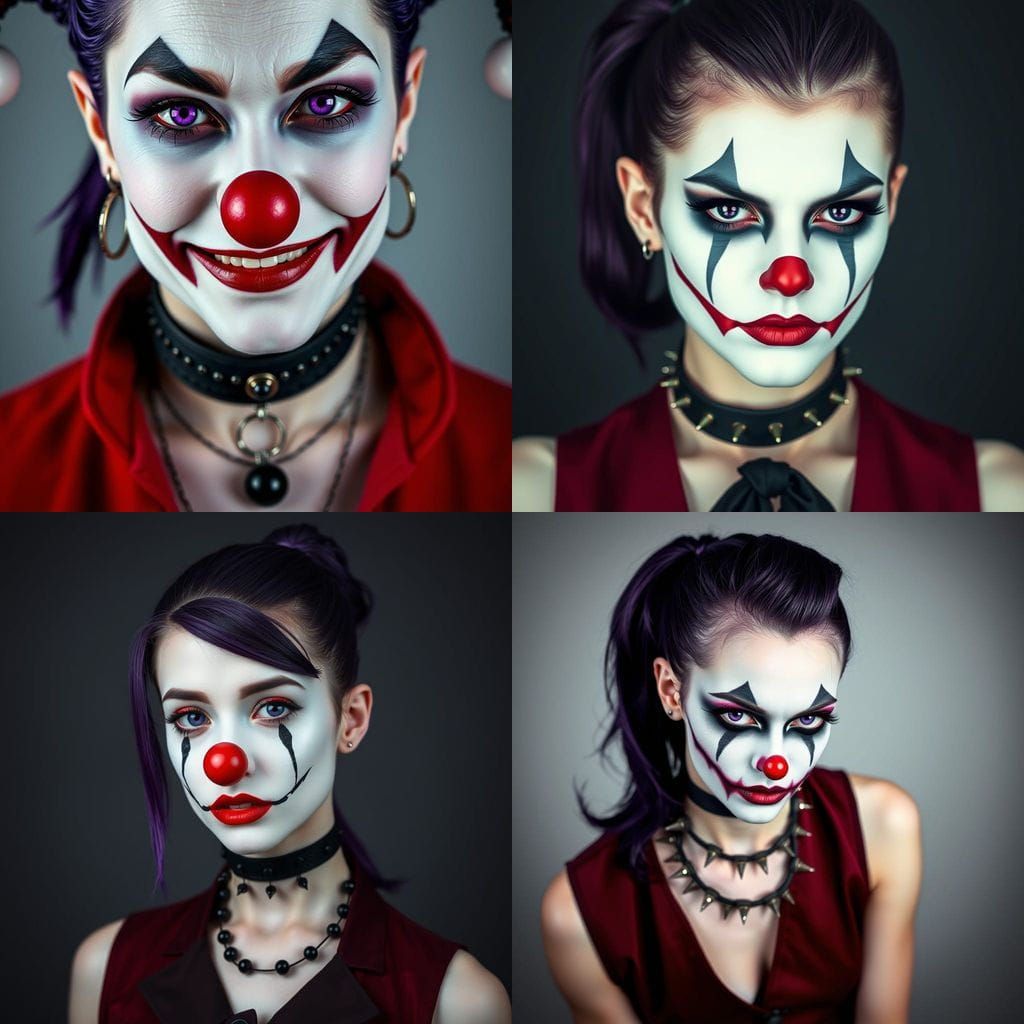 Halloween Jester - Goth Jester in Dark Red Vest and Purple H...