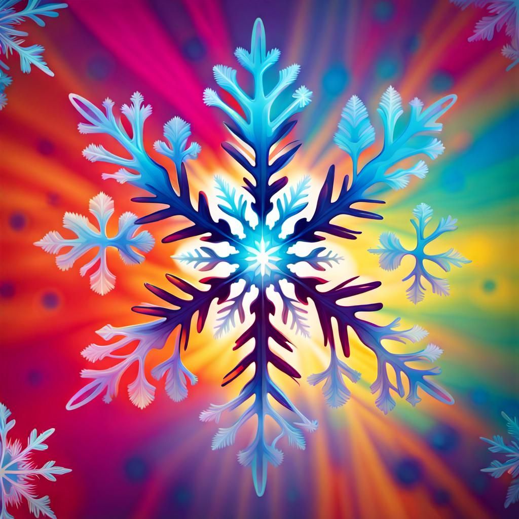 Psychedelic colorful silhouette of a transparent snowflake - AI Generated Artwork - NightCafe ...
