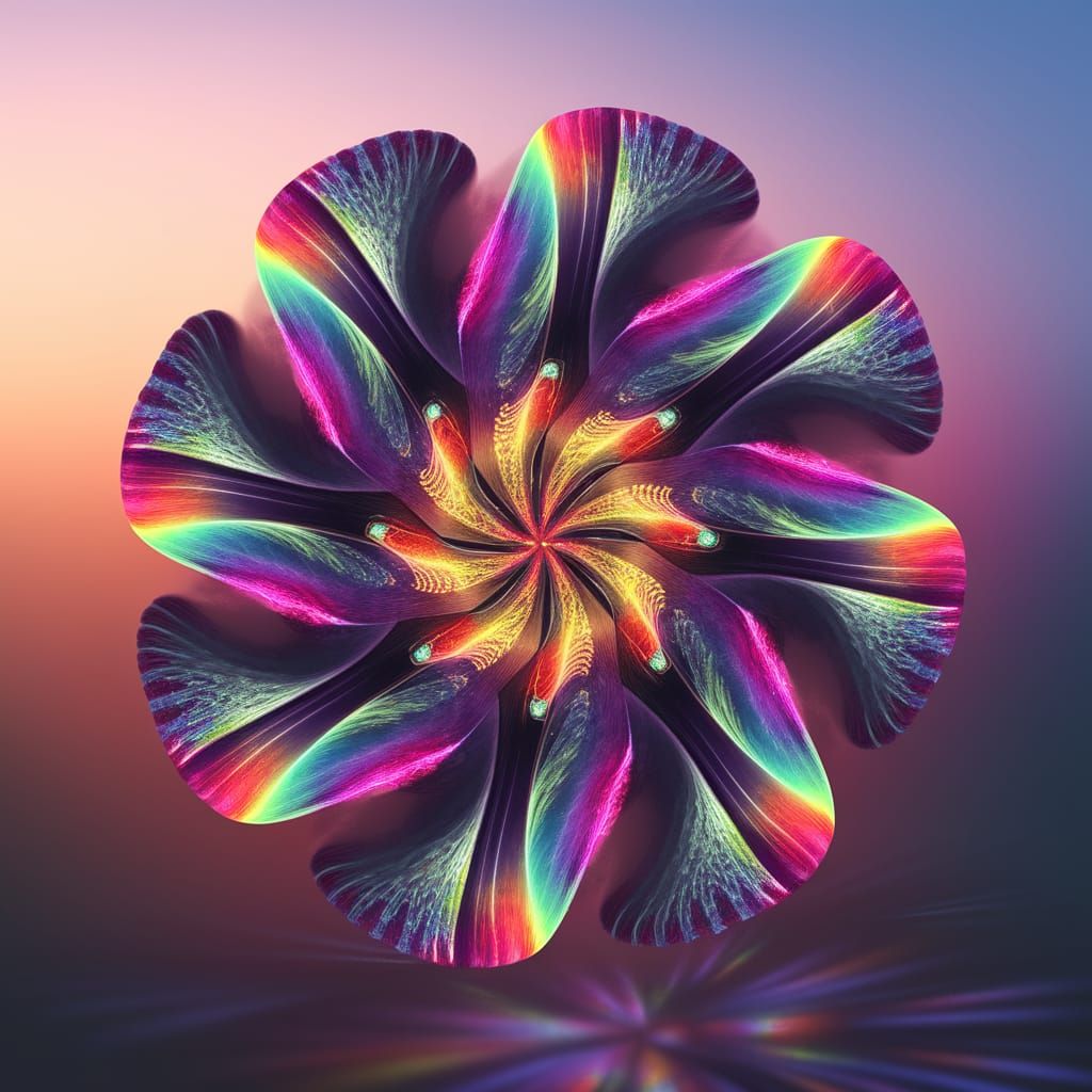 Vibrant Fractal Flower in Neon Twisted Bloom - AI Art