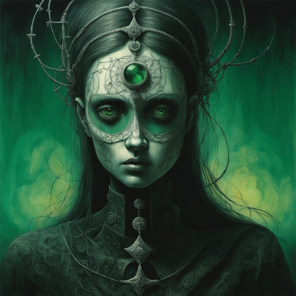 gothic with green eyes - Surreal Gothic Beauty with Emerald ...