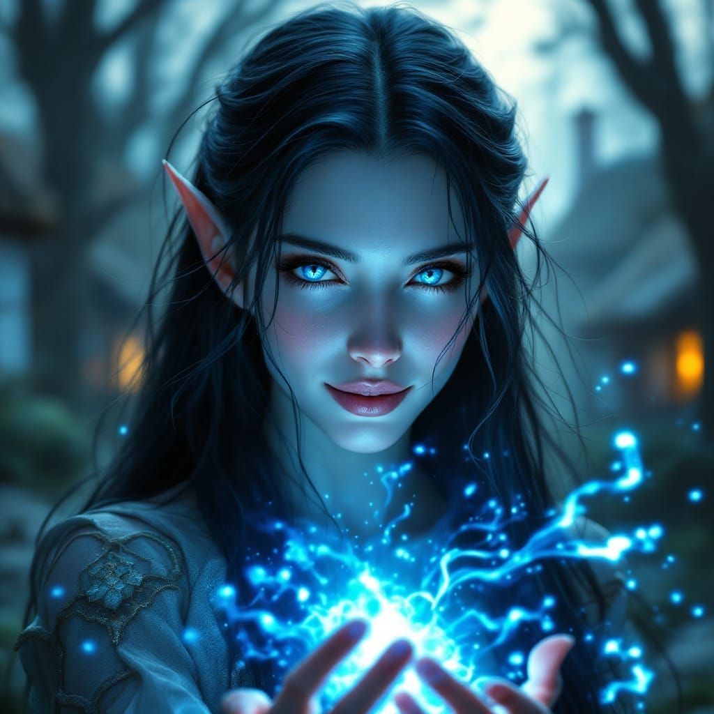 Enchanted Fantasy Elf Portrait in Vibrant Colors - AI Art