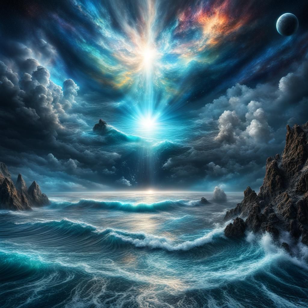 Spectrum Cosmic Serenade in heavens ocean of souls, hyper realistic ...