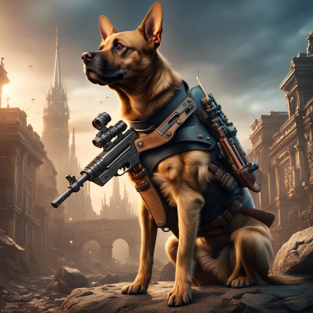 Dog with gun - AI Generated Artwork - NightCafe Creator