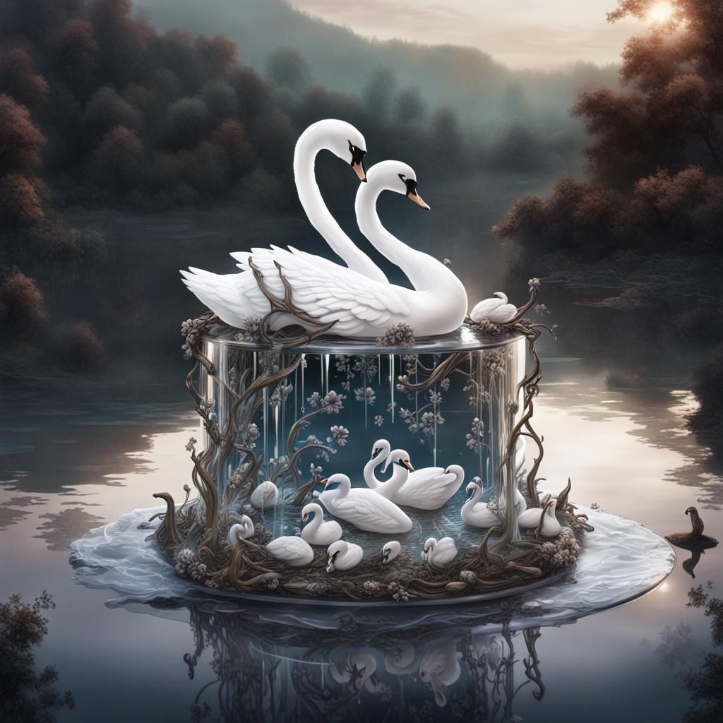 SEVEN LAYERS, A BEAUTIFULLY MADE BLACK AND WHITE SWAN SEVEN LAYERED ...