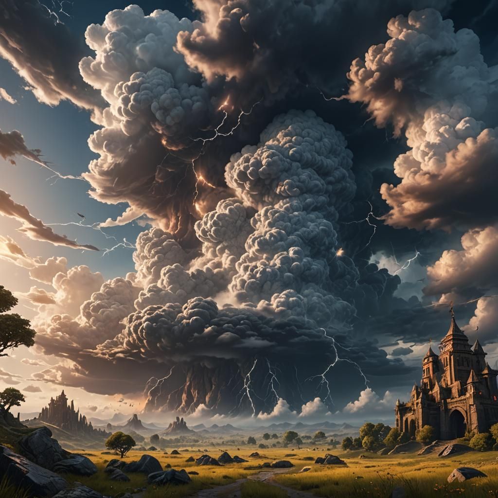 a landscape being ravaged by storms - AI Generated Artwork - NightCafe ...