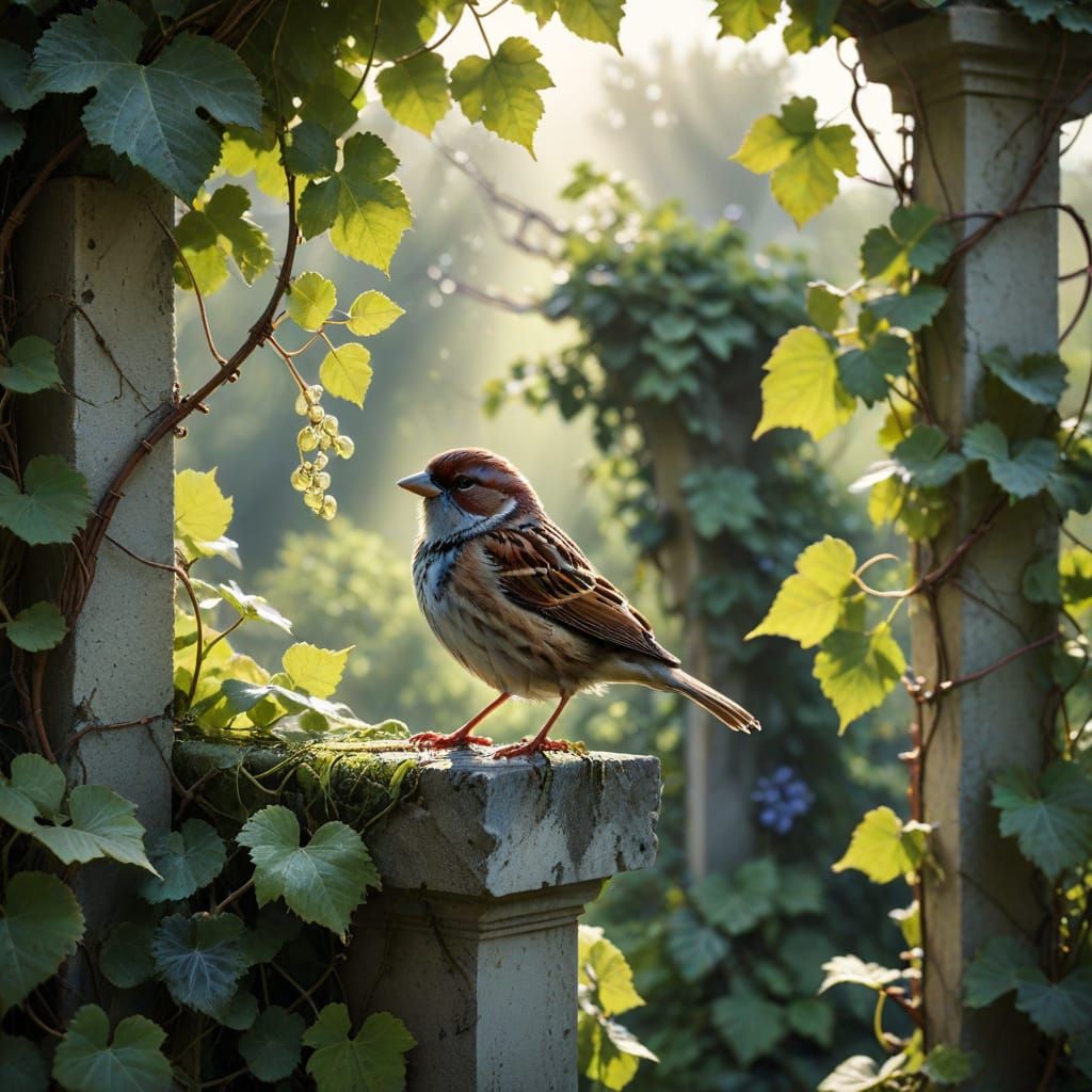 Sparrow on a Vine Trellis - Sparrow on a Vine Trellis