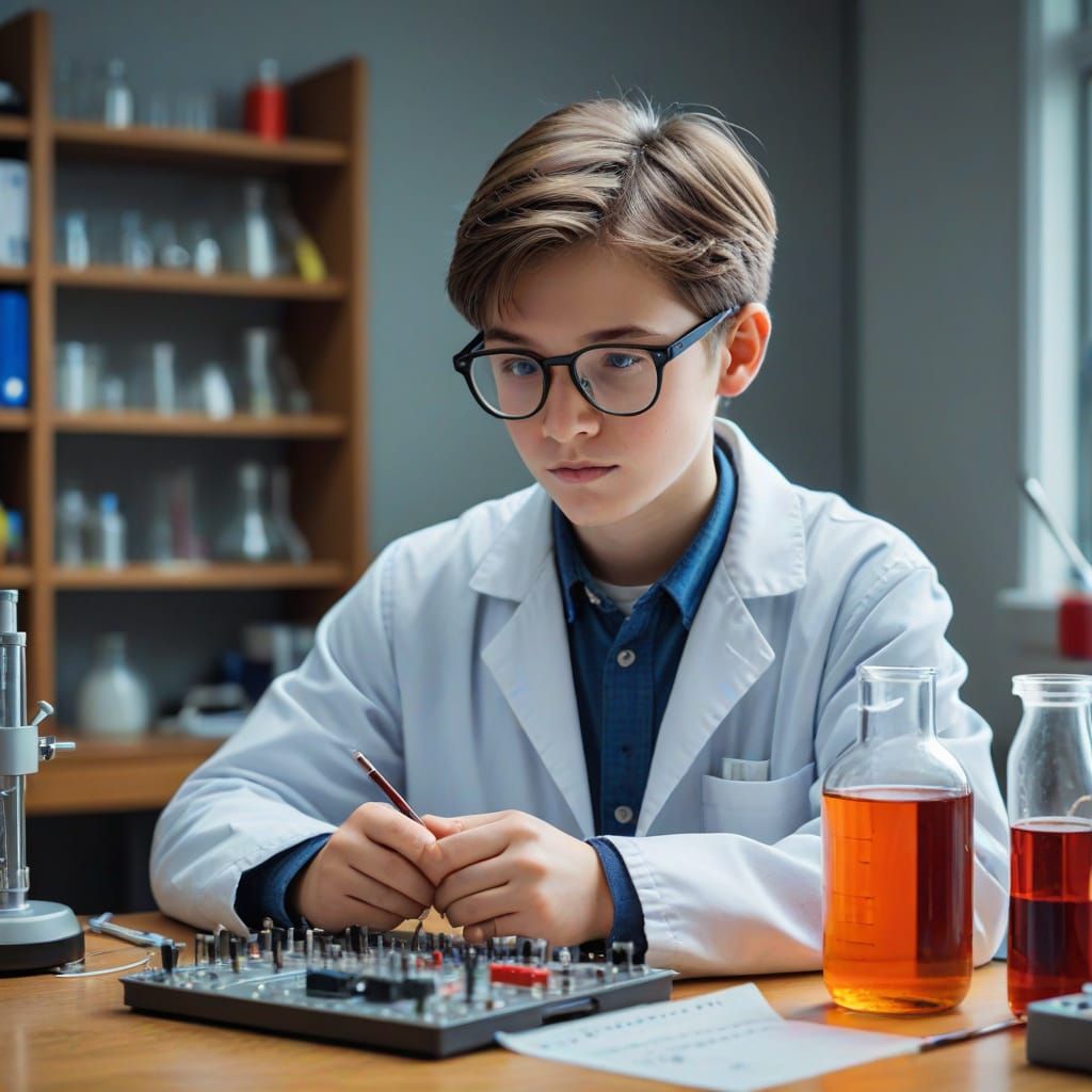 Young inventor - Child Genius in Innovative Lab Setting