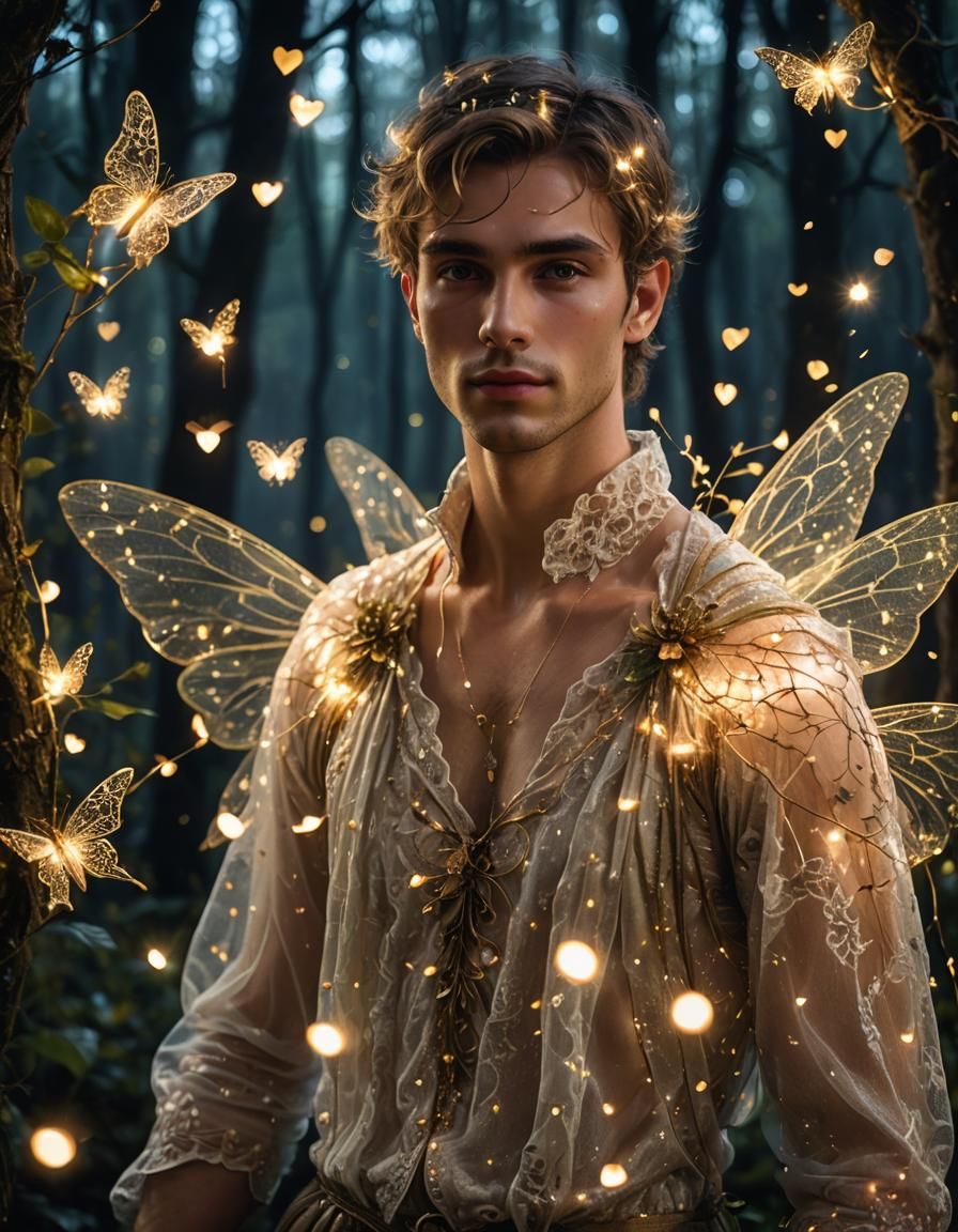 Male fairy at night 🍄 - AI Generated Artwork - NightCafe Creator