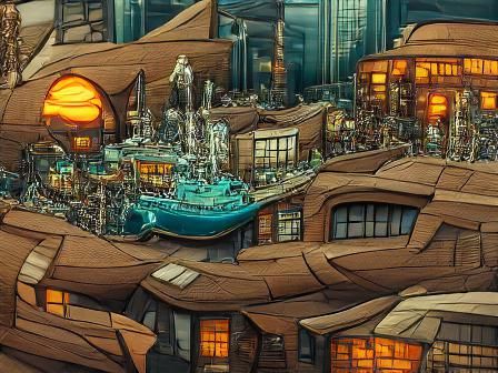 deponia scene city harbour detailed 4k resolution ... - AI Art
