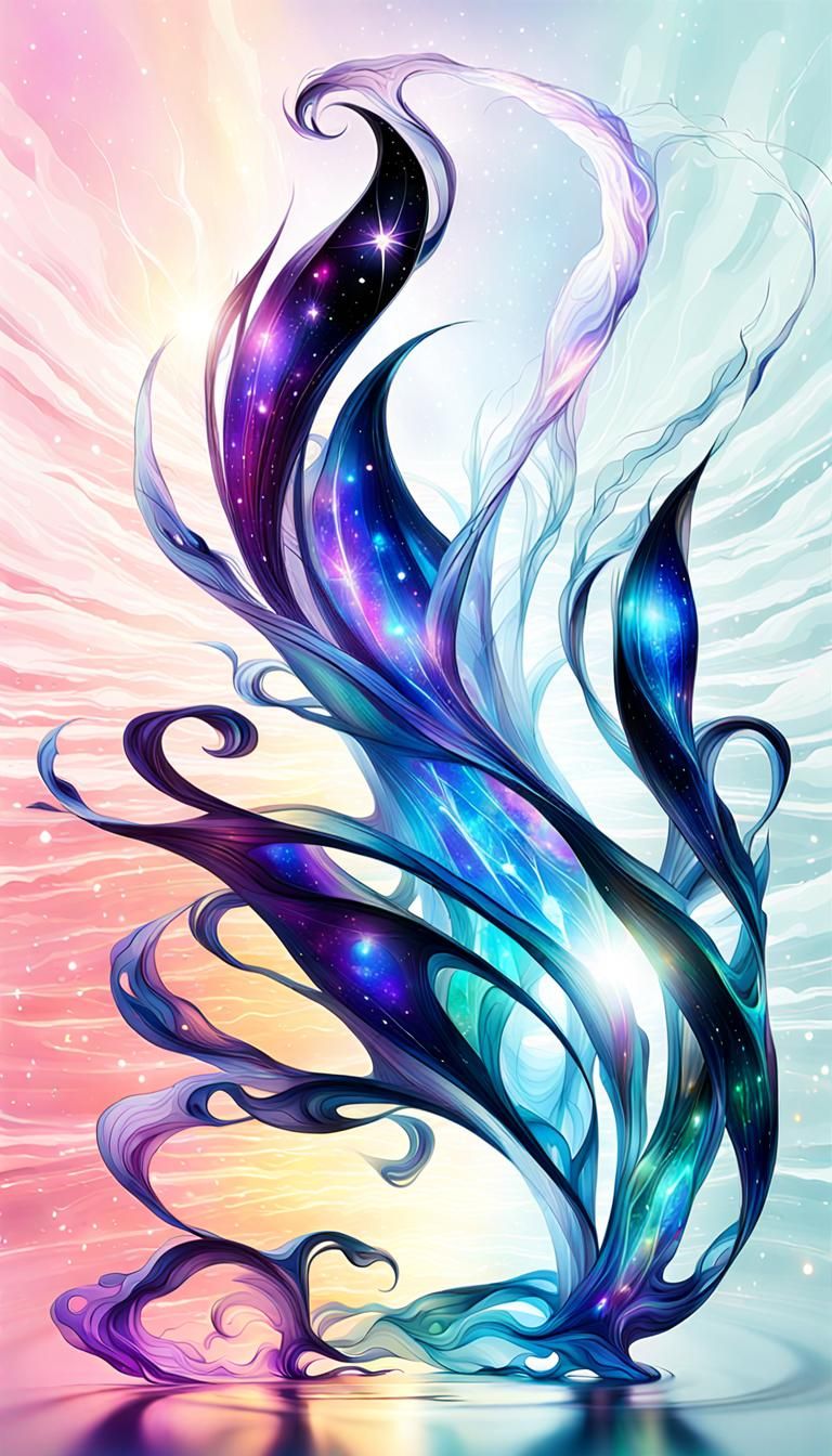 Glass Enchanted midnight ripple reflection Magic light flow Cosmic ...