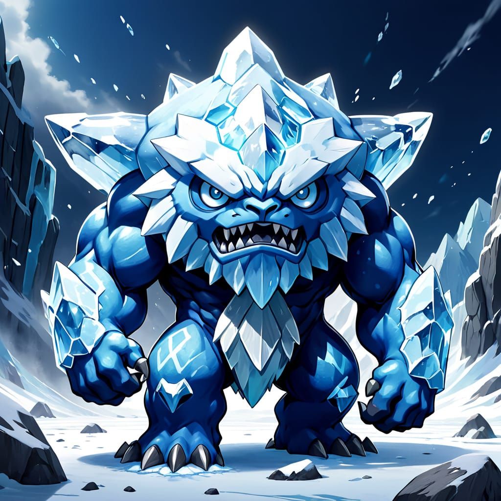 Majestic Ice Giant Fakemon: Strength and Courage E... - AI Art