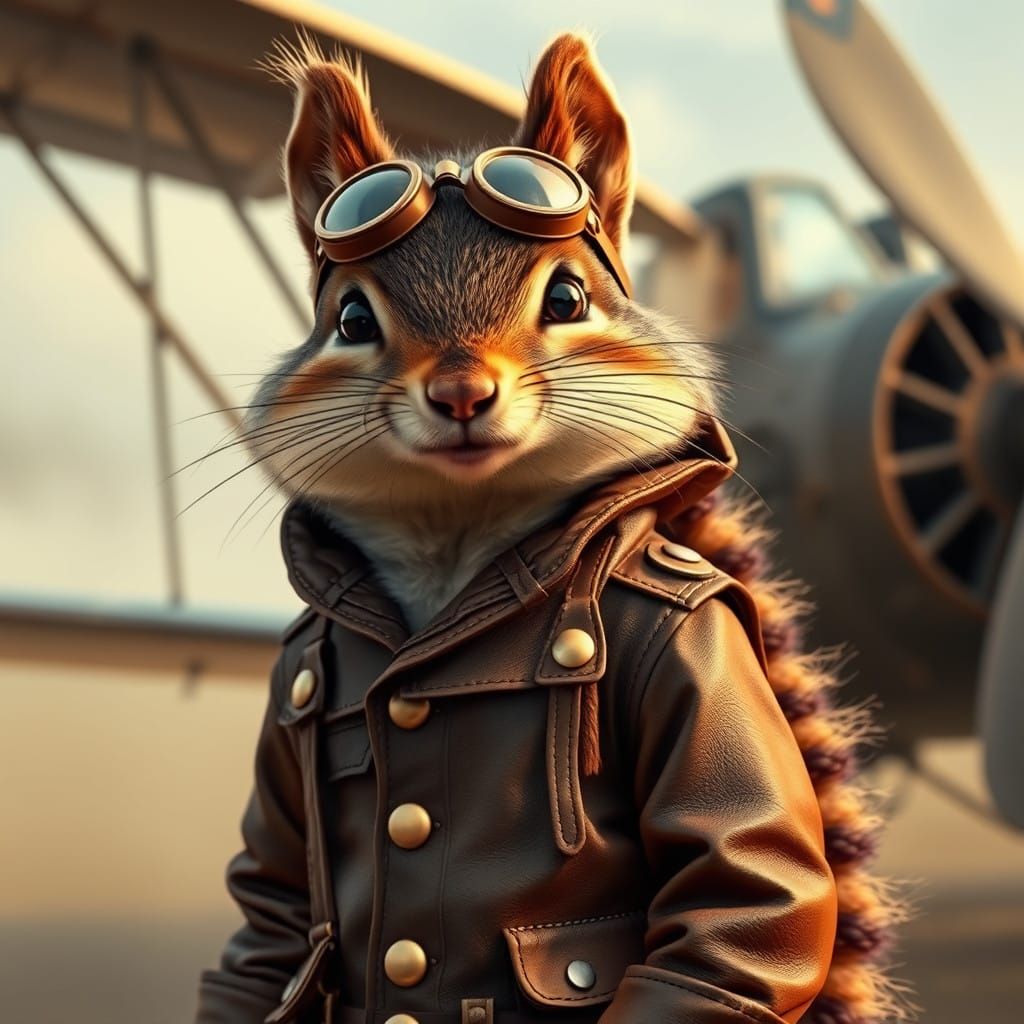 Flying squirrel squadron - Steampunk Squirrel Pilot in Vinta...