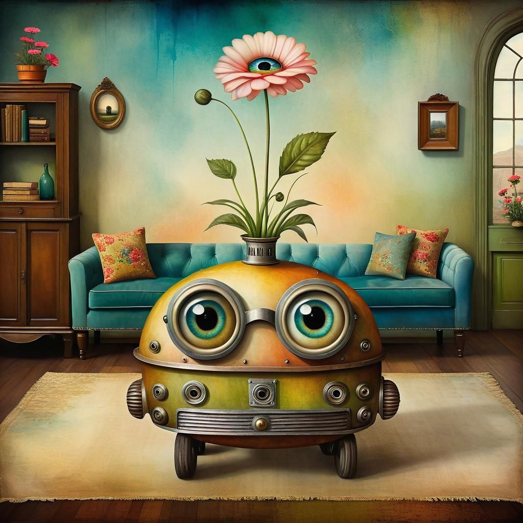 The old robot cleaner with googly eyes - AI Generated Artwork ...