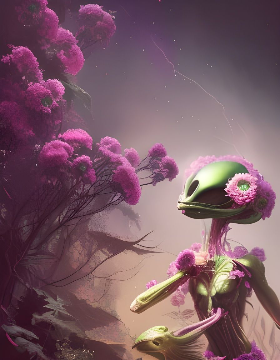 Aliens Love Flowers "Rysen" - AI Generated Artwork - NightCafe Creator
