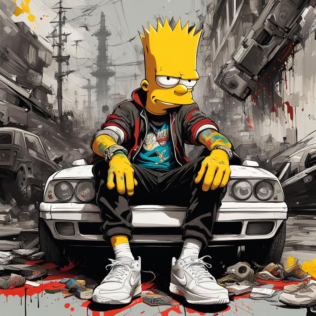 Gangster Simpson - Bart Simpson as Gangster in Comic Book Ar...