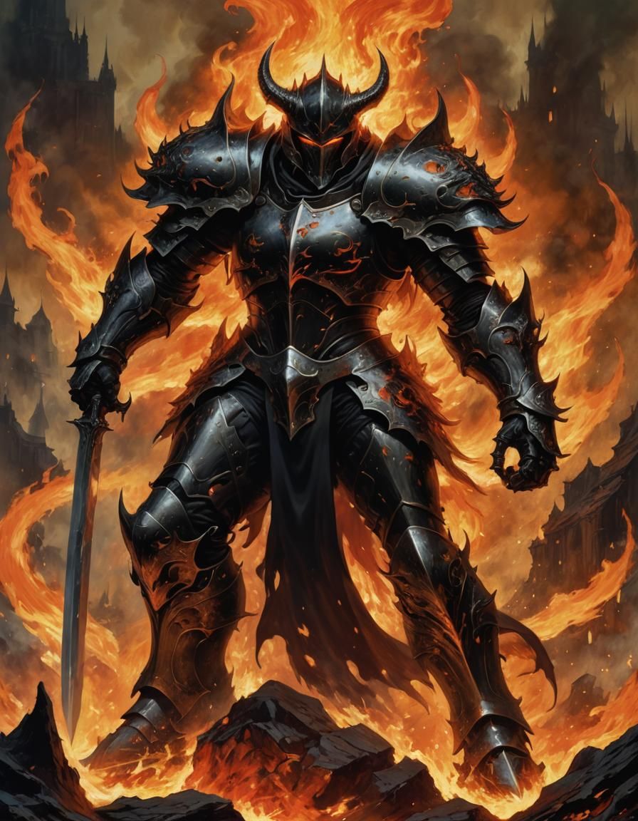 Fiery Demon Knight - AI Generated Artwork - NightCafe Creator
