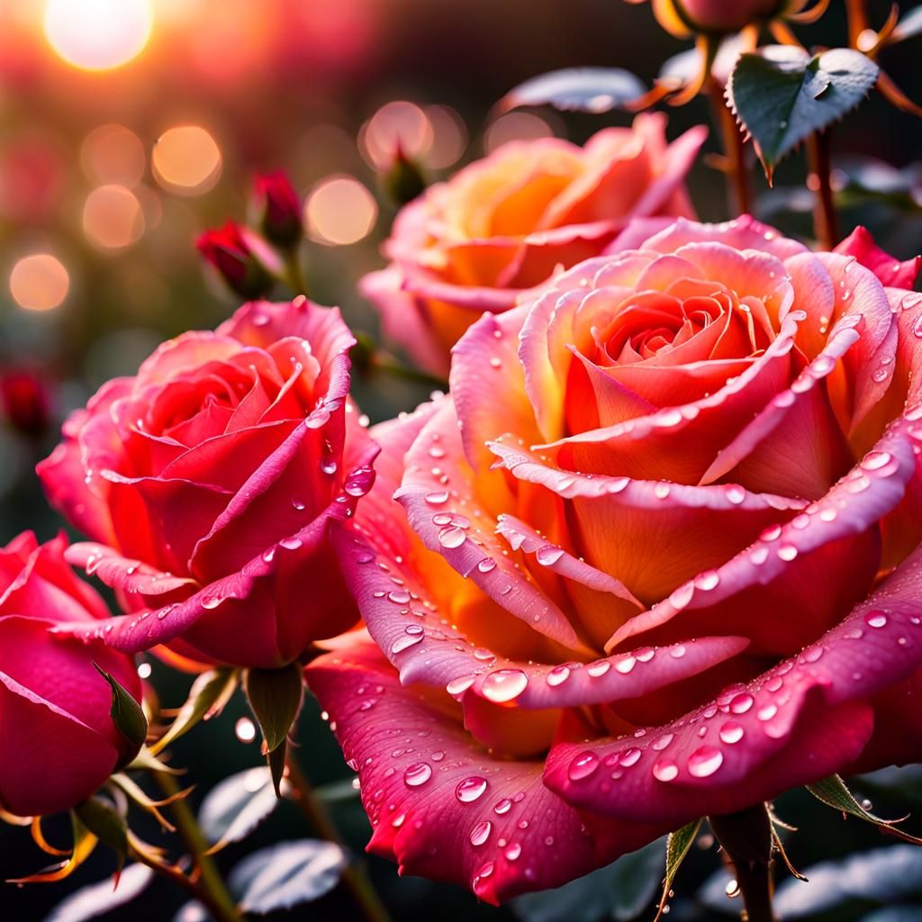 Dewy roses, ver. 2 - AI Generated Artwork - NightCafe Creator