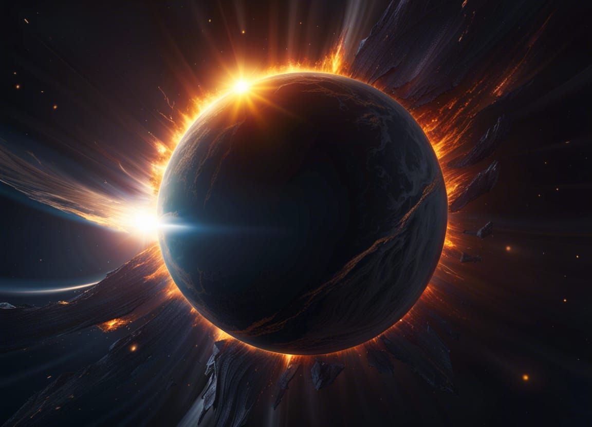 the Sun colliding with the Moon - AI Generated Artwork - NightCafe Creator