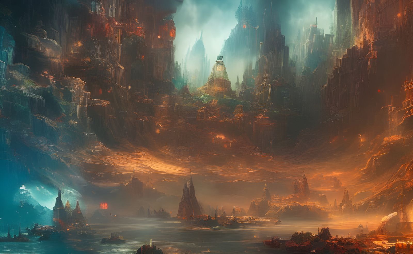 A chaotic and chaotic scene with a variety of color palettes and art ...