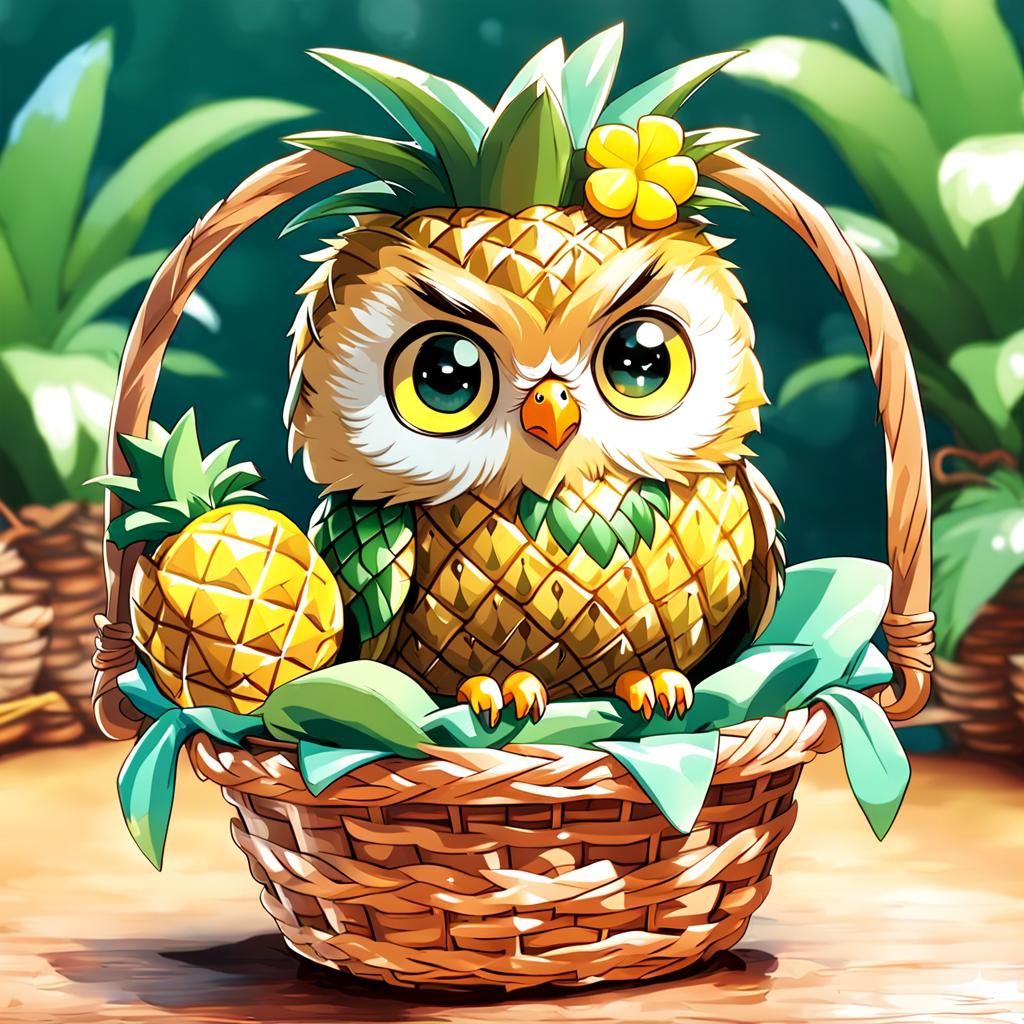 Chibi pineapple owl - AI Generated Artwork - NightCafe Creator