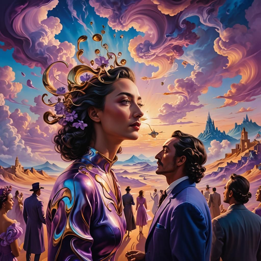 Times - Surreal Gathering of Timeless Beings in Vibrant Dre...