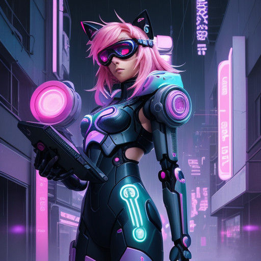 CUTEPUNK robot AI Cat Girl - Cyberpunk Meets Kawaii: Robot C...