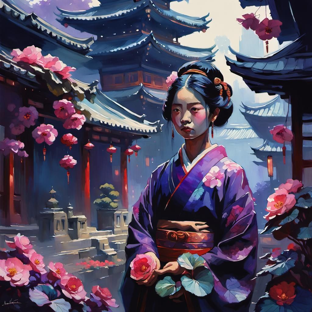 Beautiful dark deep purple begonias; Watercolor, deep colors, delicate ...