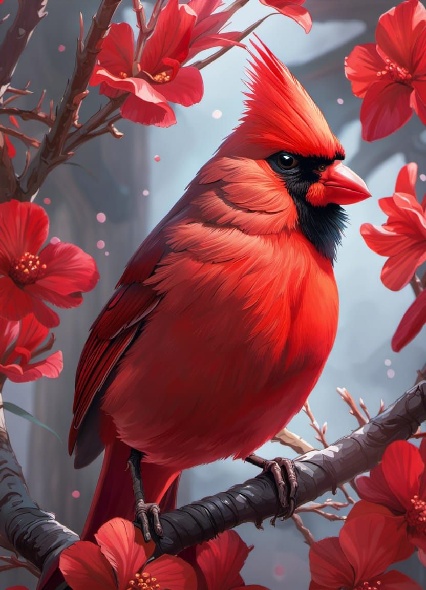 Beautiful Red Cardinal on a branch - AI Generated Artwork - NightCafe ...