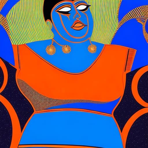 Blue and Orange portrait of a fat lady singing opera - AI Generated ...